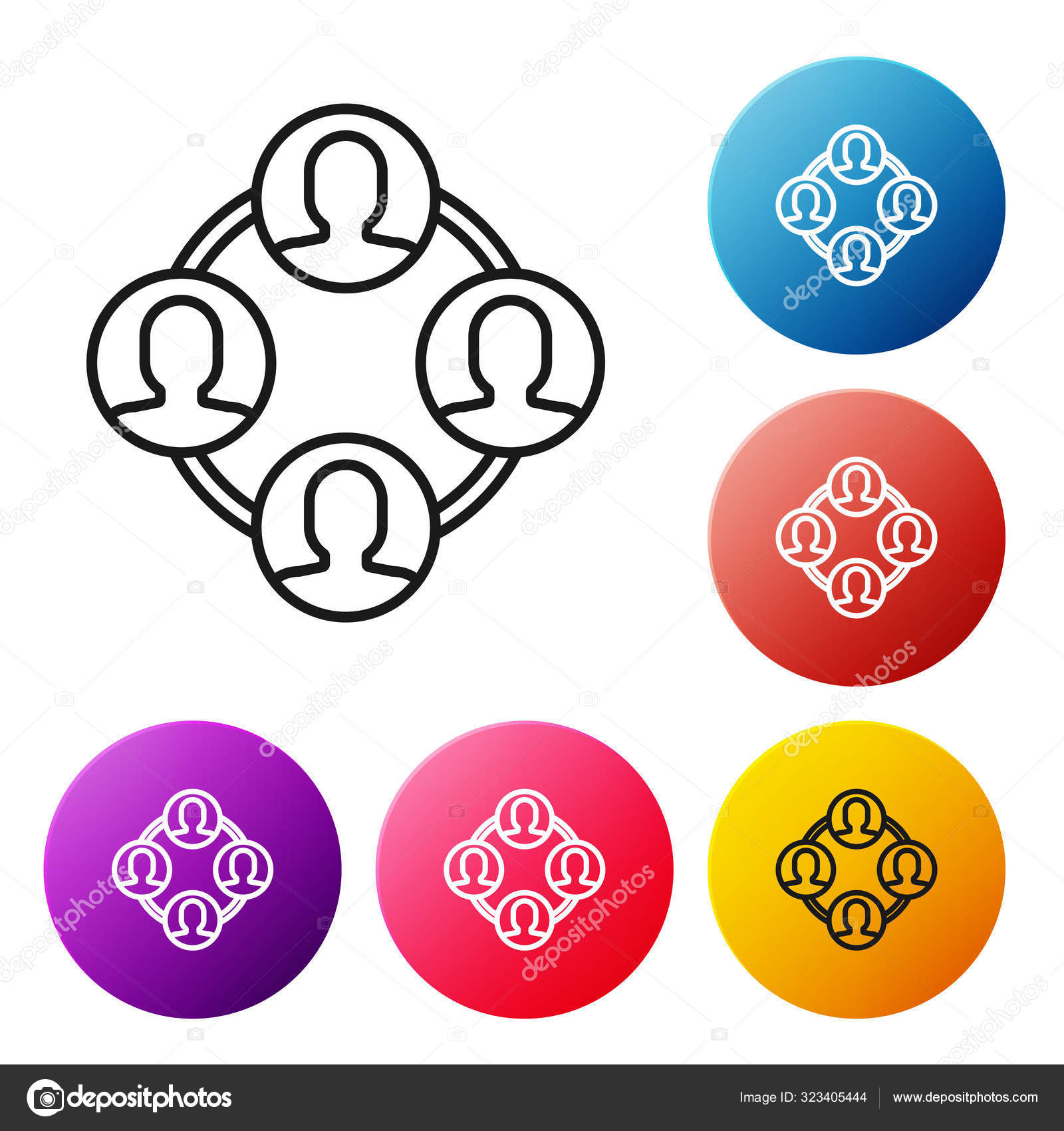 Black Line Project Team Base Icon Isolated White Background Business ...