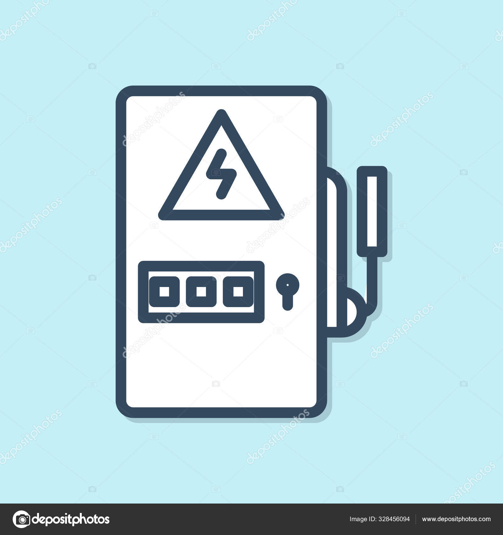 Blue Line Electrical Panel Icon Isolated Blue Background Vector ...