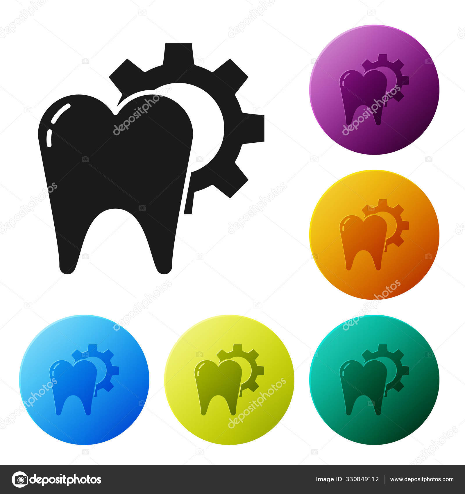 Black Tooth treatment procedure icon isolated on white background ...