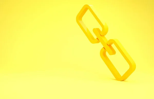 Yellow Chain link icon isolated on yellow background. Link single ...