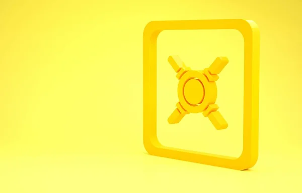 Yellow Safe icon isolated on yellow background. The door safe a bank ...