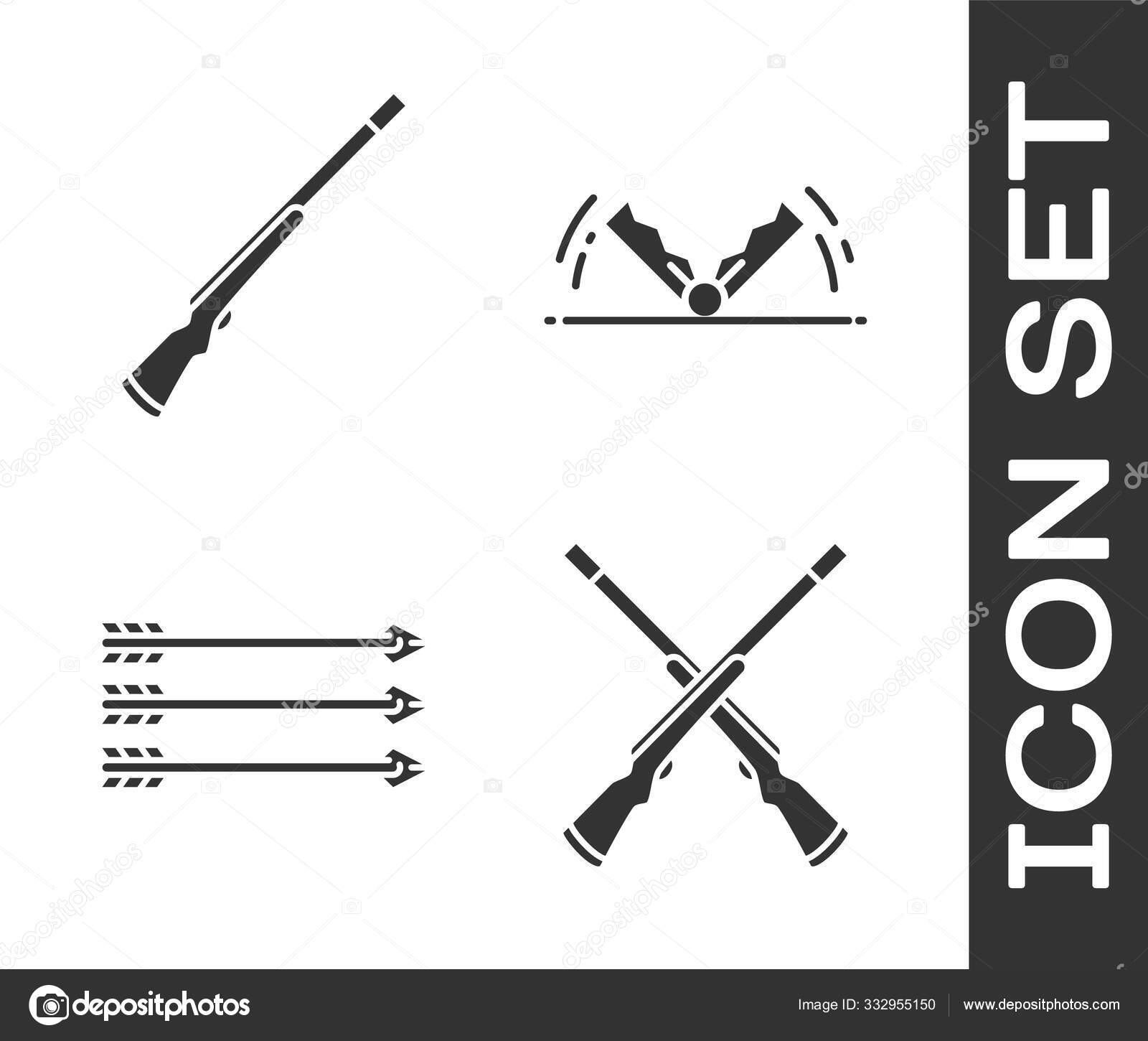 Set Two crossed shotguns, Hunting gun, Hipster arrows and Trap hunting ...