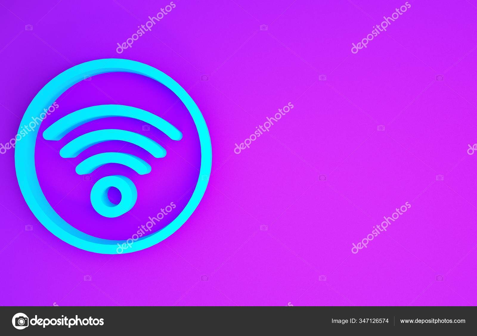 Blue Wireless Internet Network Symbol Icon Isolated Purple Background ...