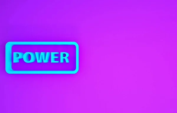Blue Power button icon isolated on purple background. Start sign ...