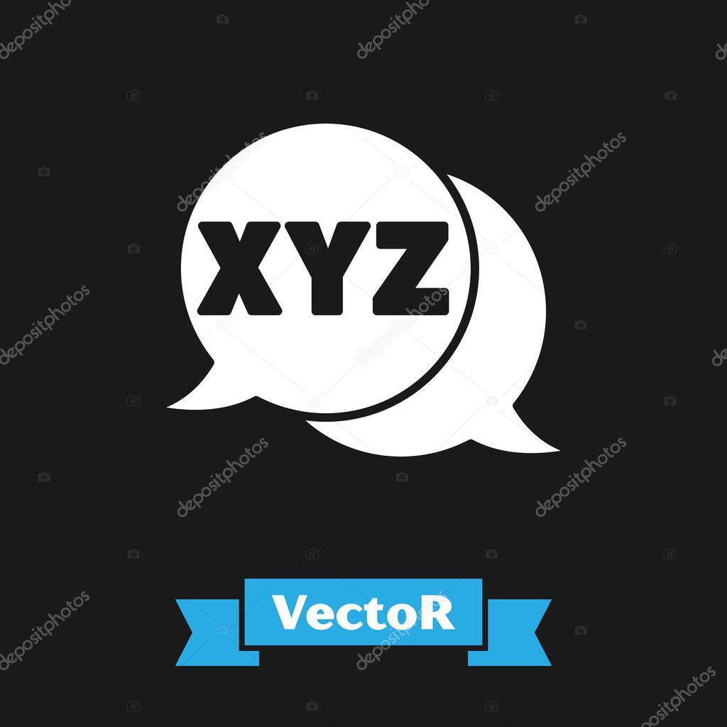 Blanco XYZ Icono del sistema de coordenadas aislado sobre fondo negro ...