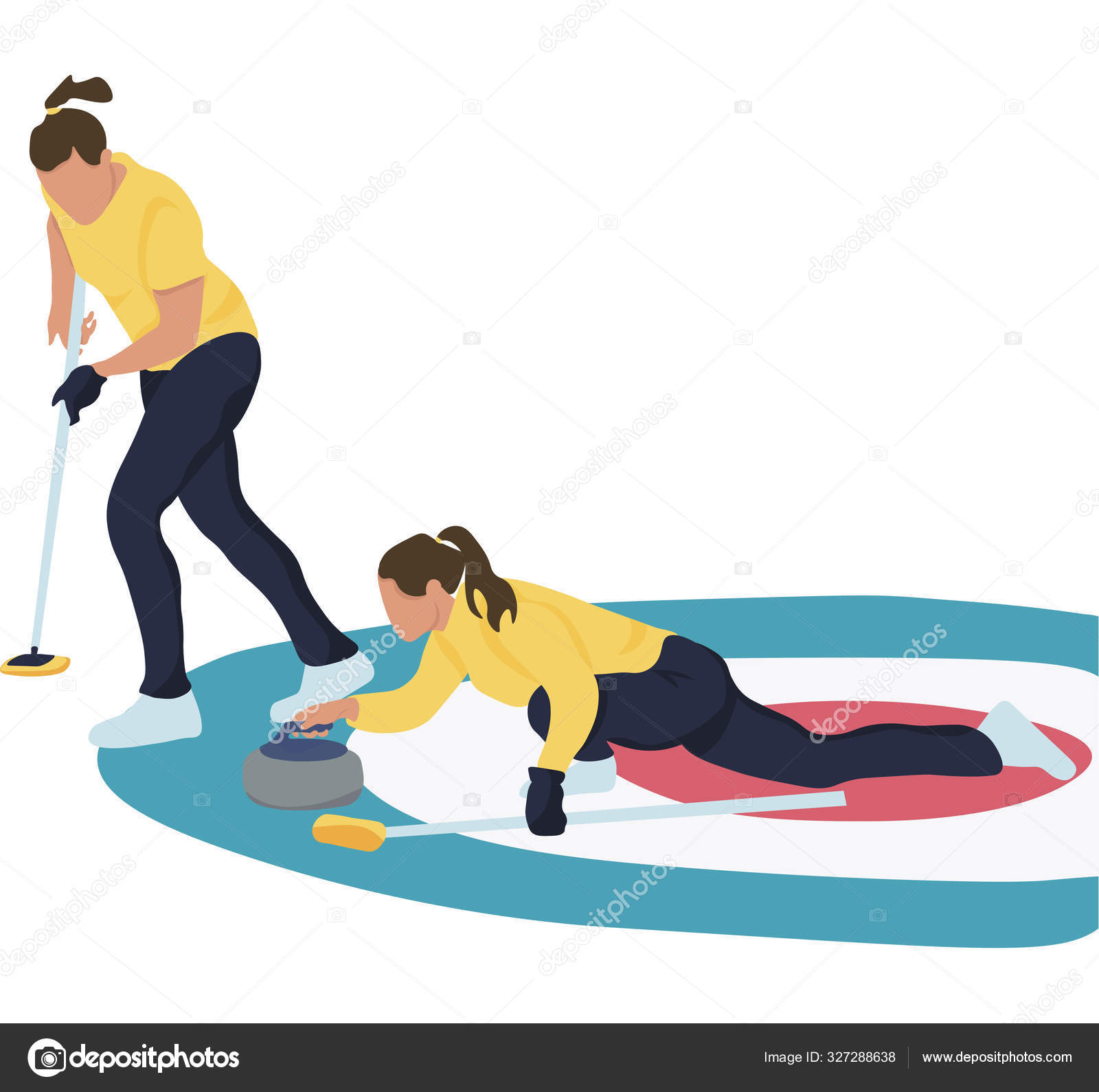 Curling Sport Clipart Cartoon