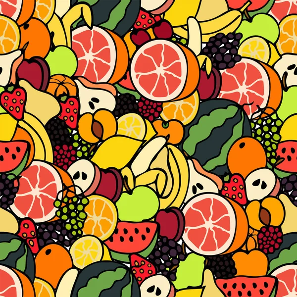 Seamless Pattern Hand Drawn Tropical Fruits Doodle Vector Illustration ...