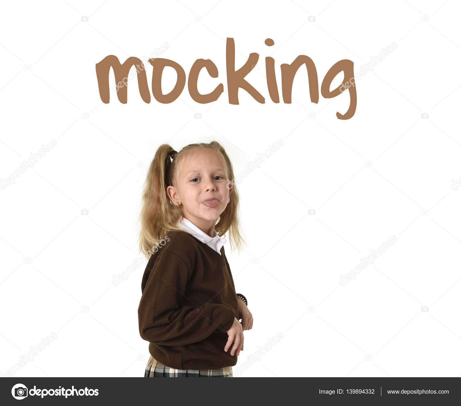 English language learning vocabulary school card with word mocking and ...