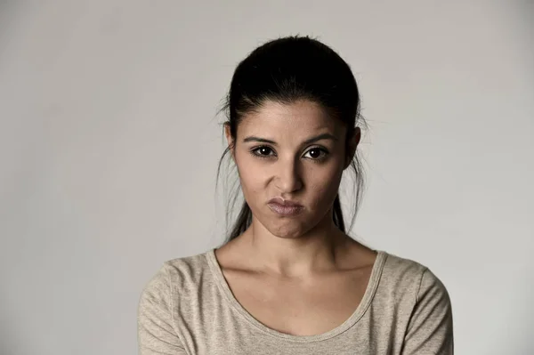 Close Portrait Beautiful Young Woman Sad Eyes Looking Desperate ...