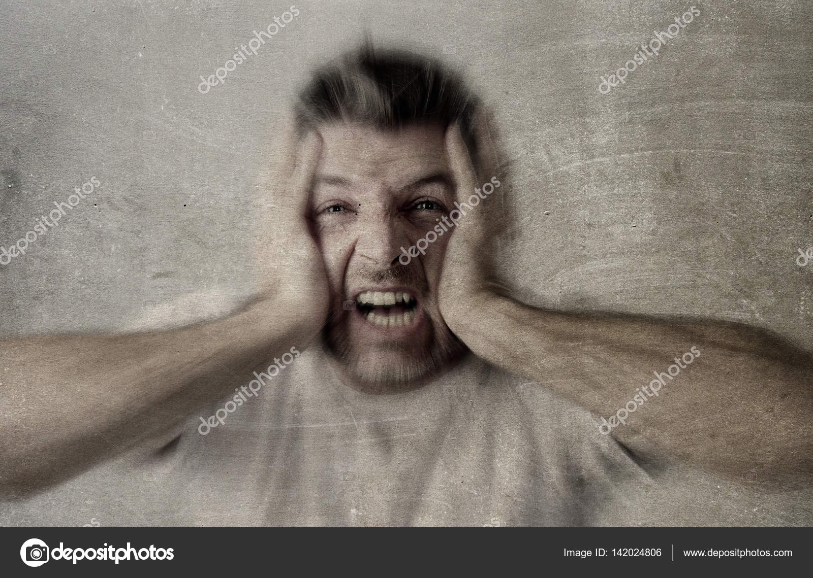 Man sad and depressed suffering depression feeling sorrow and pain ...