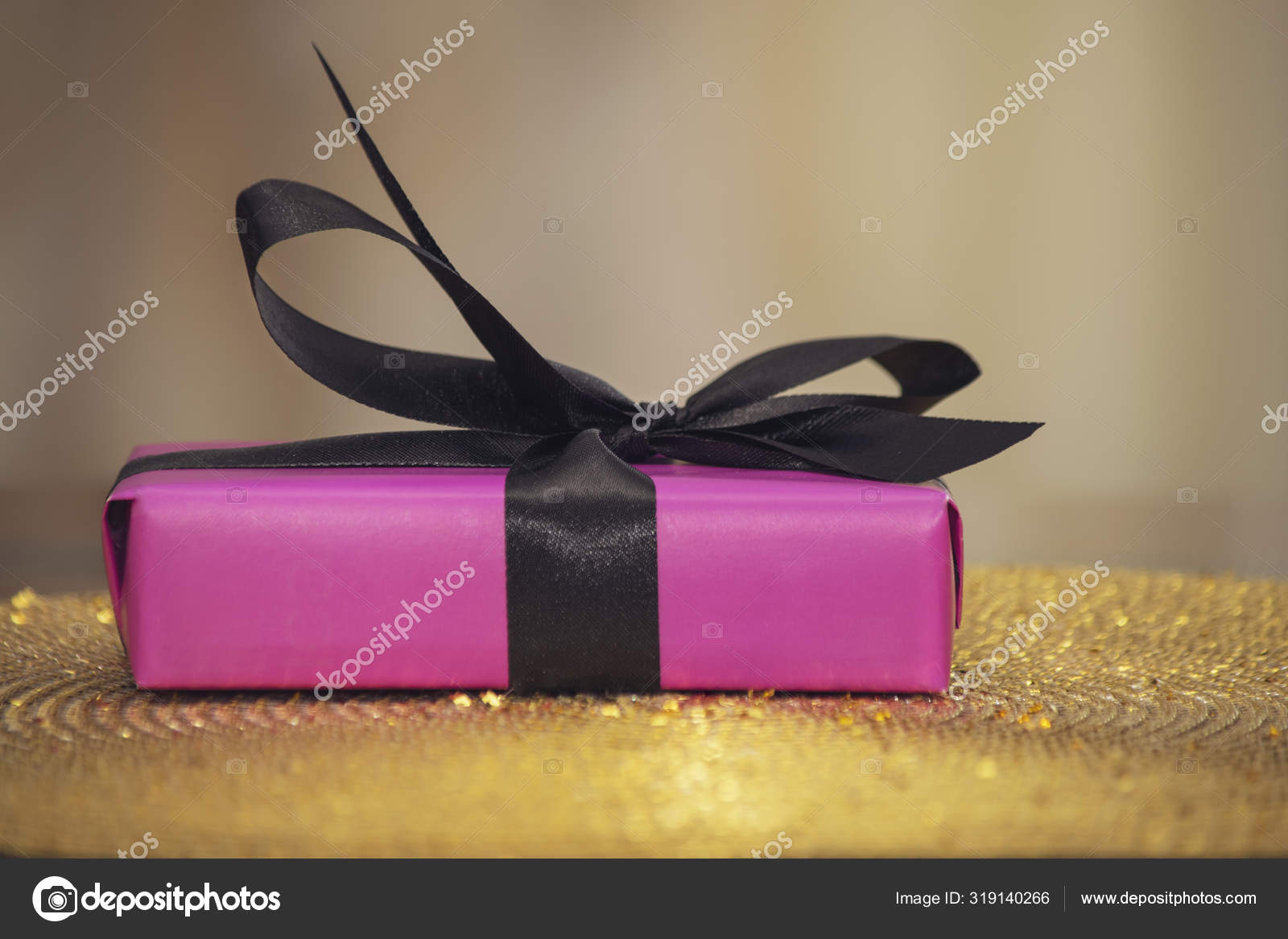 Black Gift Box Pink Bow