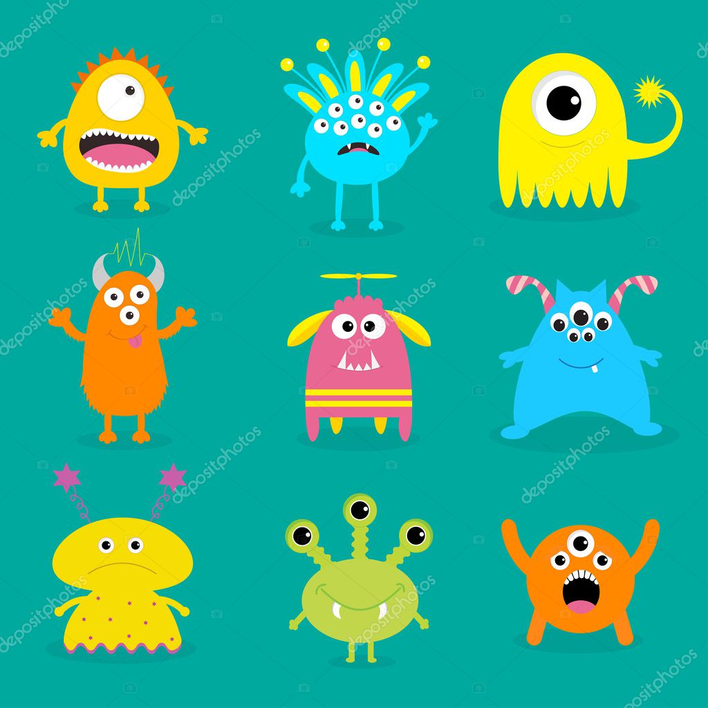 Cute Baby Cartoon Monsters