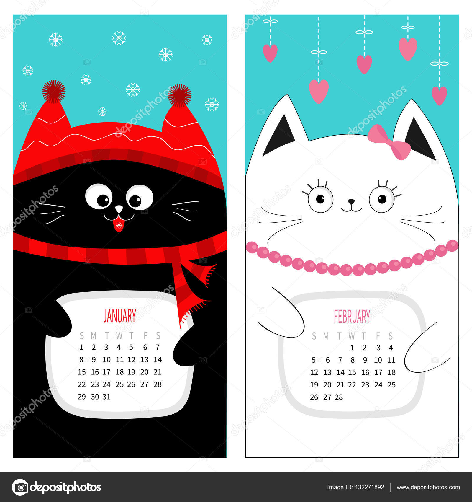 Cat calendar 2017 Stock Vector by ©worldofvector 132271892