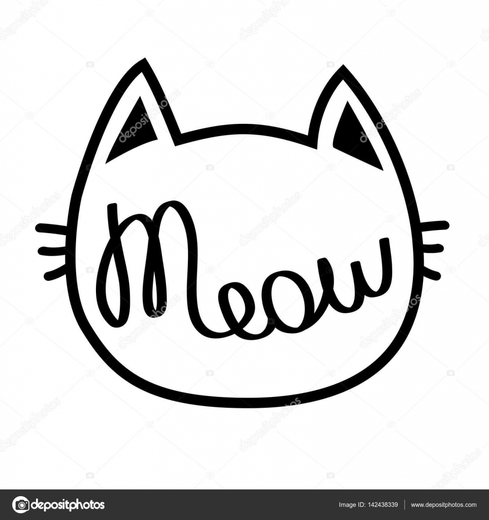 Black cat contour head — Stock Vector © worldofvector #142438339