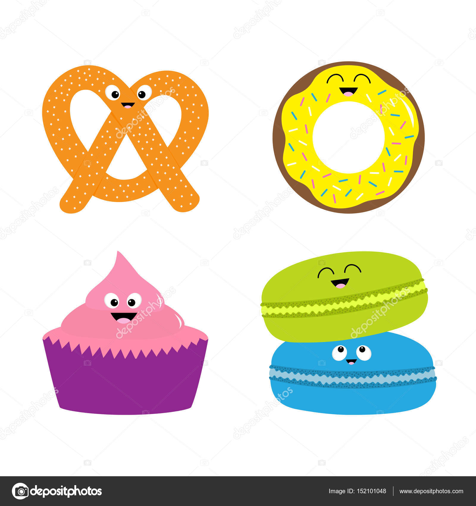 Sweet bakery pastry set with faces Stock Vector by ©worldofvector 152101048