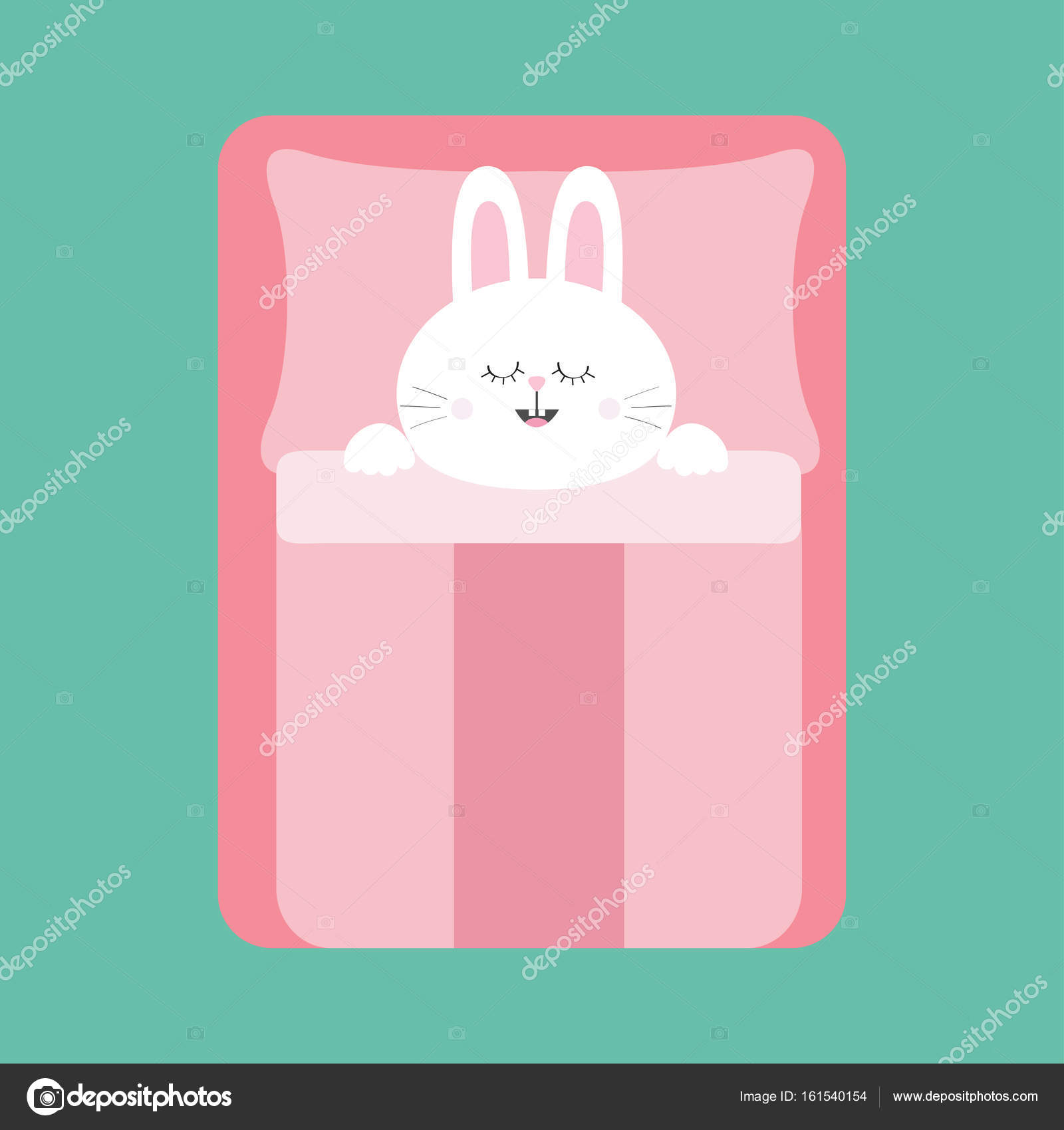 Sleeping rabbit in pink bed — Stock Vector © worldofvector #161540154