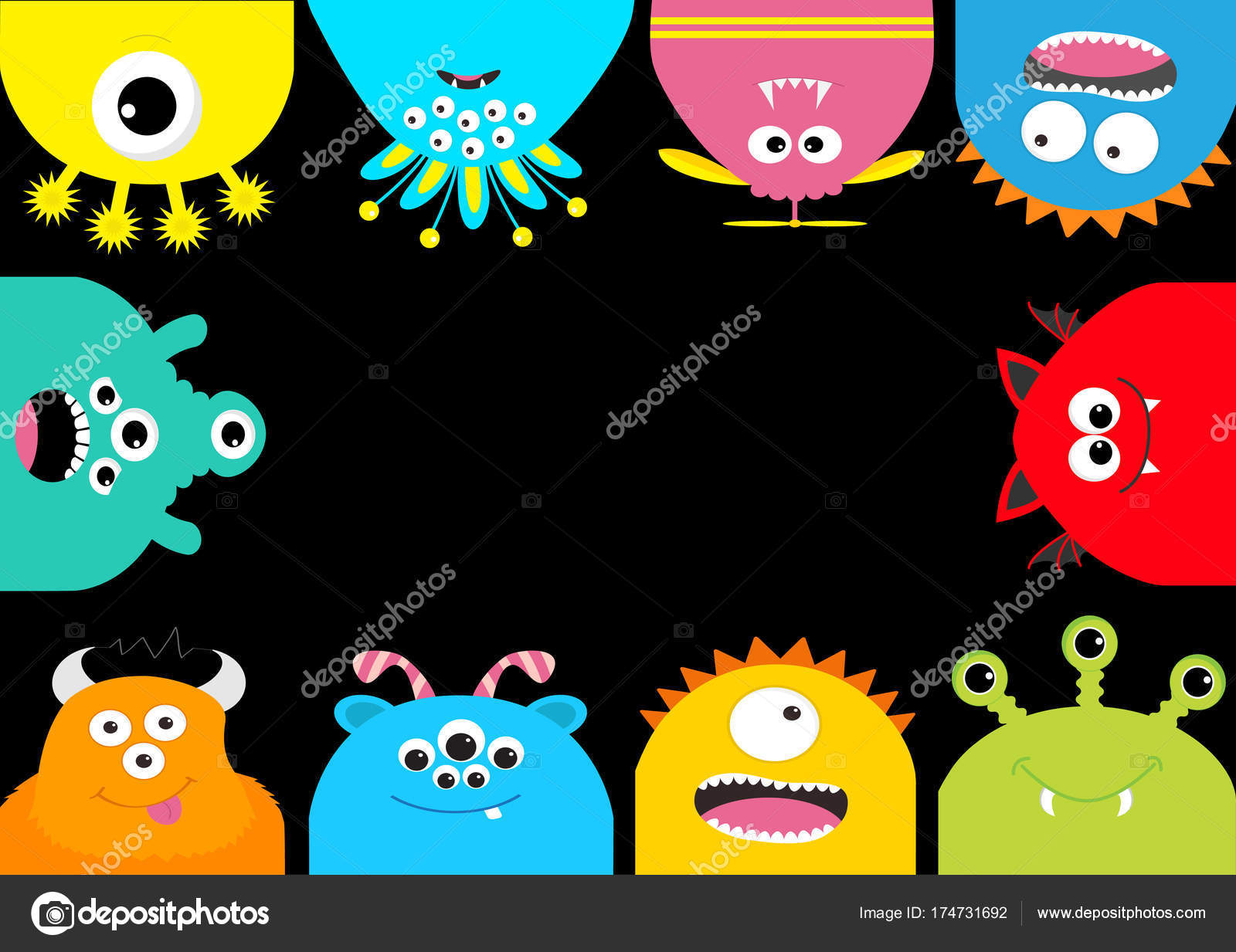 Monsters Halloween Border Clip Art