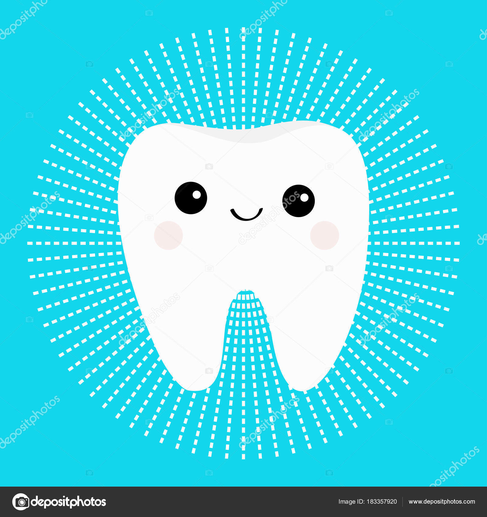 White Tooth Smiling Icon Vector Illustration Blue Background Stock ...