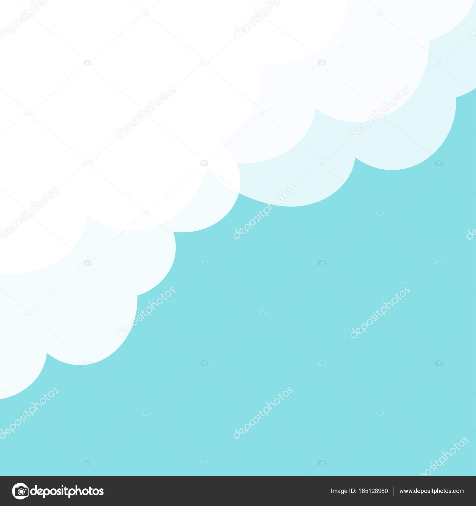 Cartoon Fluffy Clouds Corner Blue Sky Vector Illustration Stock Vector ...