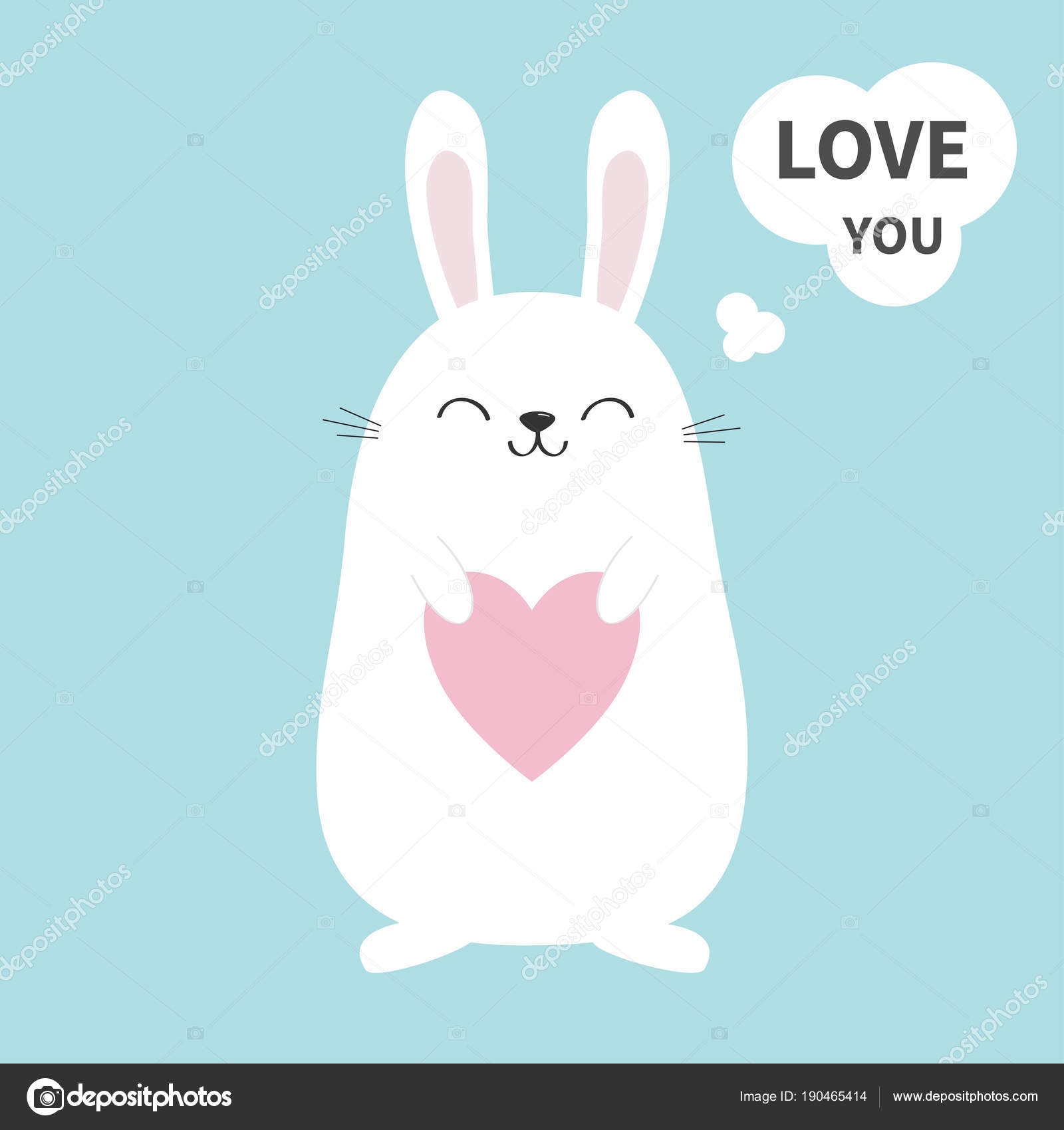 White Bunny Rabbit Holding Heart Talking Thinking Bubble Love You Stock ...