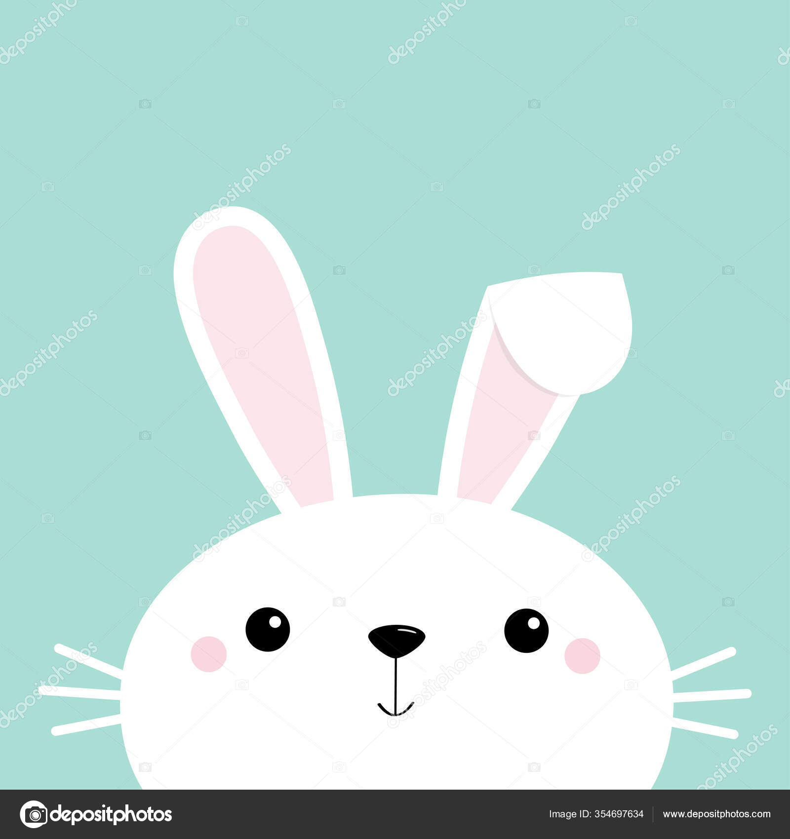 Conejo Cara Conejo Cabeza Lindo Personaje Dibujos Animados Kawaii Bebé ...