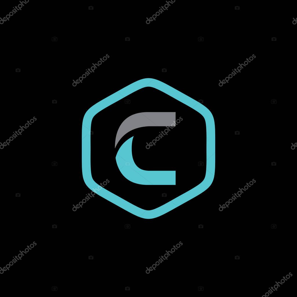 plantilla inicial del vector del logotipo del hexágono C 2024