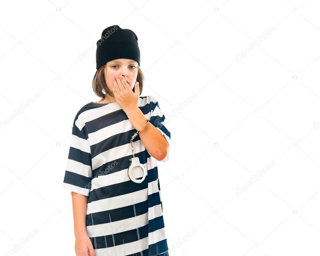 Shocked worried teenage boy prisoner — Stock Photo © Bruno135 #128270084