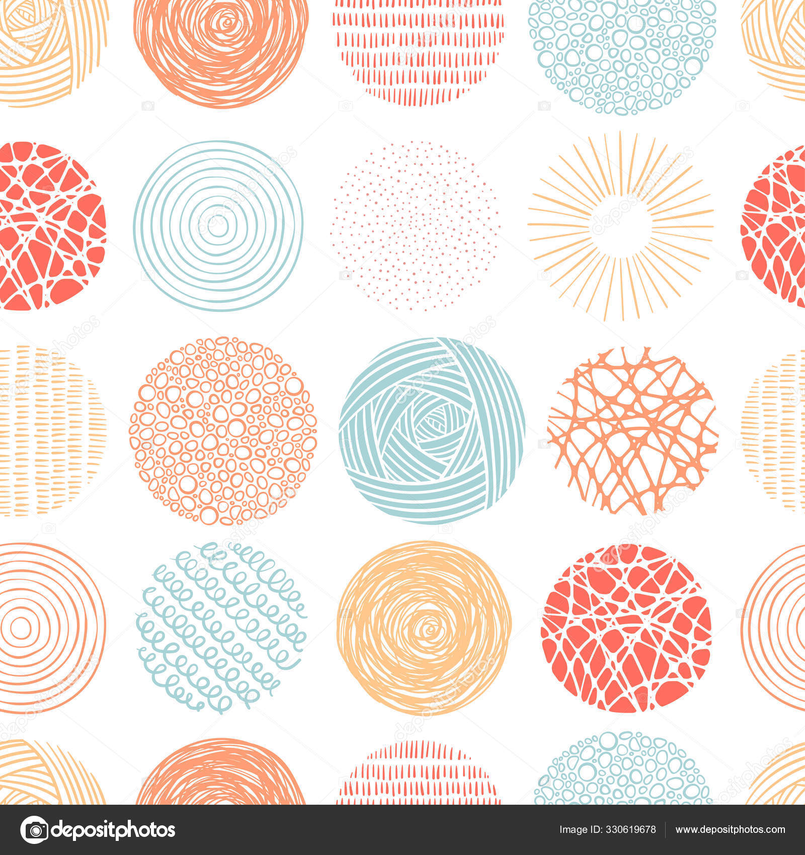 Cute hand drawn doodle circles seamless pattern, abstract and modern ...
