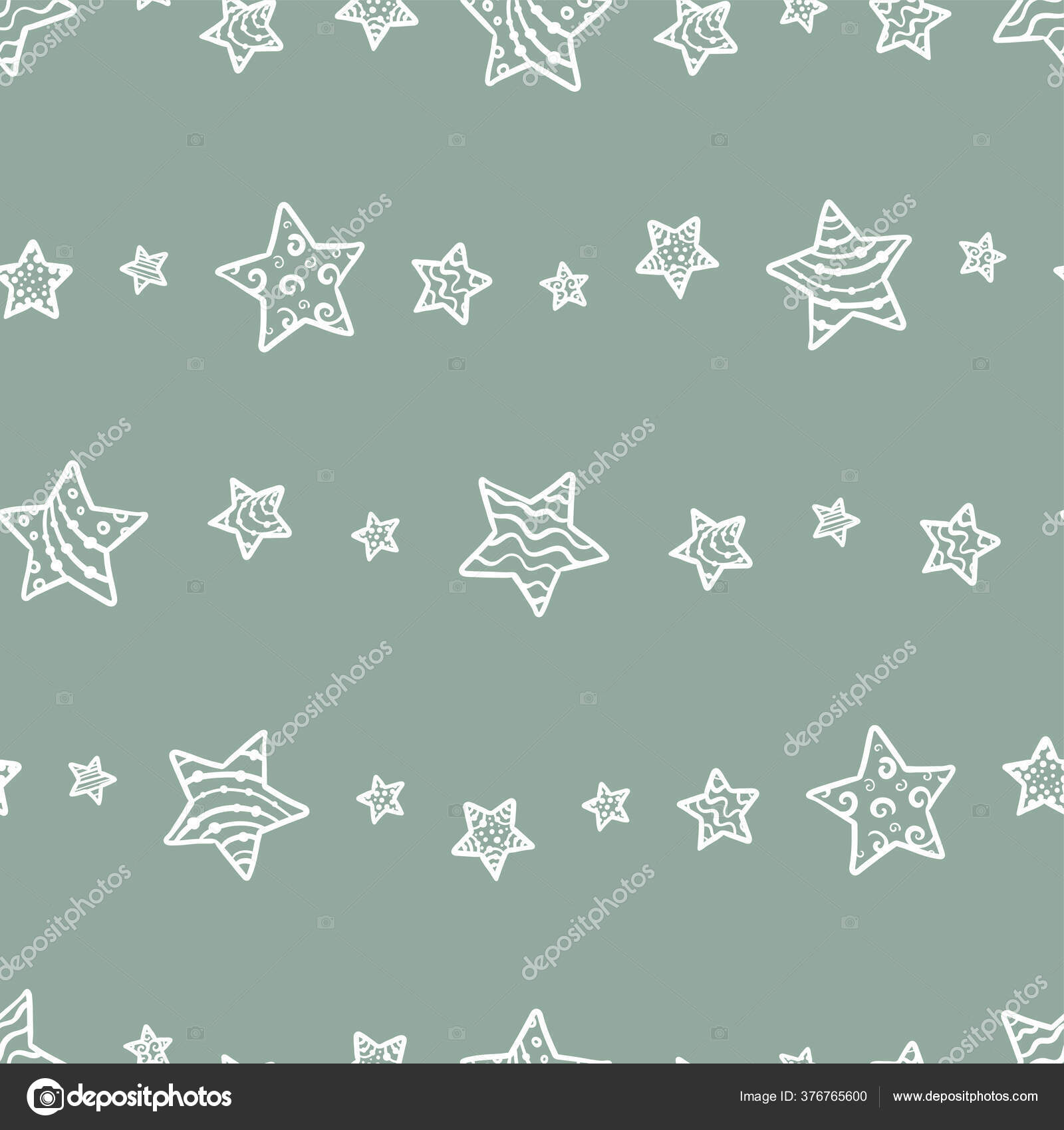 Cute Hand Drawn Night Sky Seamless Pattern Ornate Stars Moons Stock ...