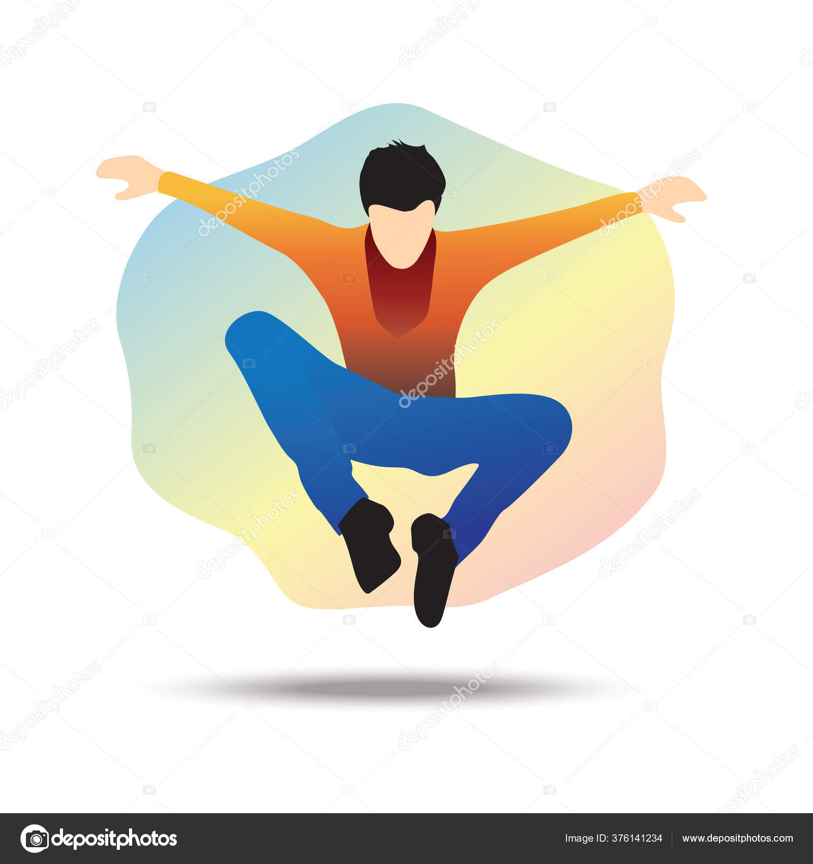 Ilustración Vectorial Plana Joven Empresario Saltando Hacia Una Meta ...