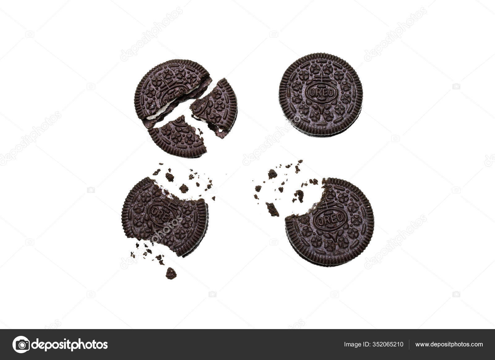 Oreo Biscuits Cracked Crumbs Isolated White Background Sandwich Cookies ...
