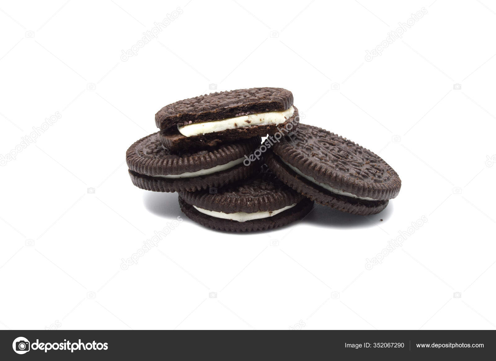 Oreo Biscuits Cracked Crumbs Isolated White Background Sandwich Cookies ...