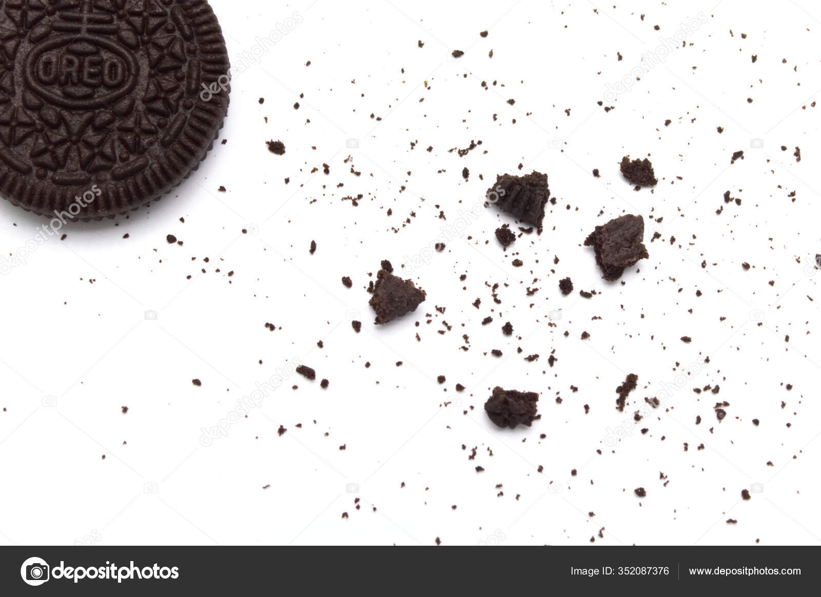 Oreo Biscuits Crumbs White Background Sandwich Cookies Filled Chocolate ...