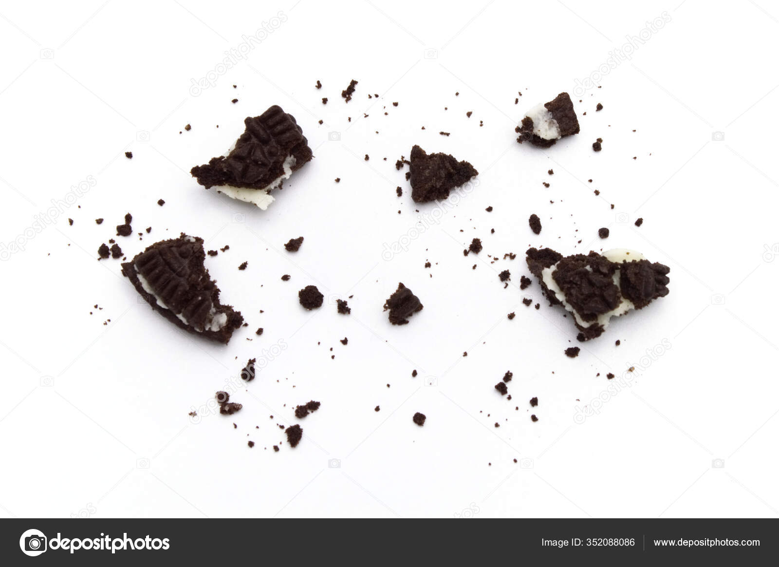 Oreo Biscuits Crumbs White Background Sandwich Cookies Filled Chocolate ...