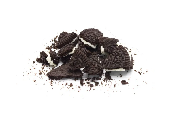 Oreo Biscuits Crumbs Isolated White Background Chocolate Sandwich ...