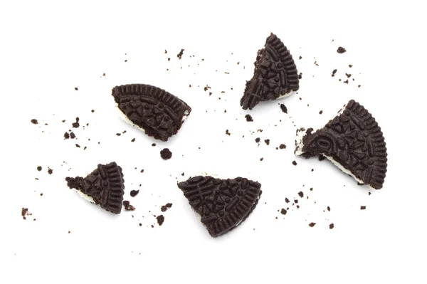 Oreo Biscuits Crumbs Isolated White Background Chocolate Sandwich ...