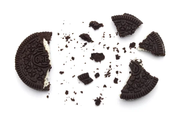 Oreo Biscuits Crumbs Isolated White Background Chocolate Sandwich ...