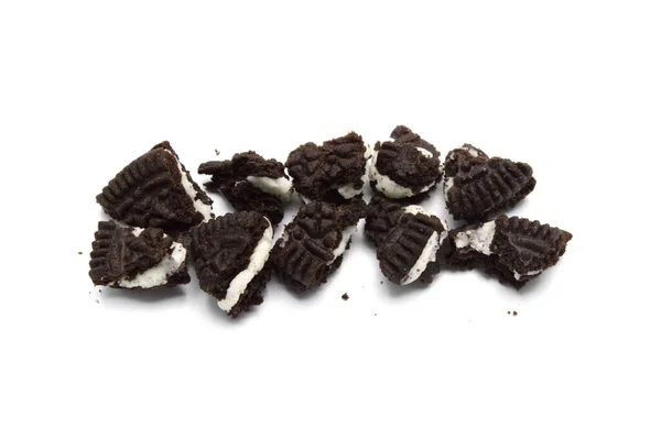 Oreo Biscuits Crumbs Isolated White Background Chocolate Sandwich ...