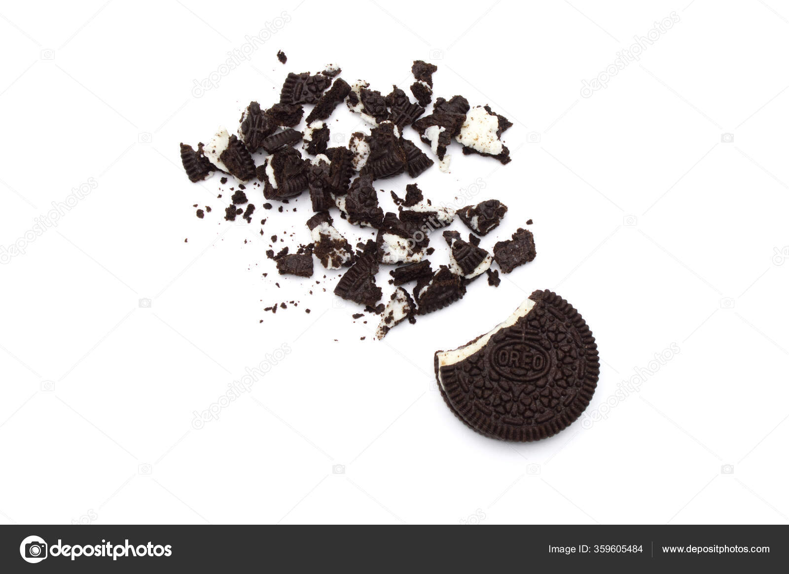 Oreo Biscuits Crumbs Isolated White Background Sandwich Chocolate ...