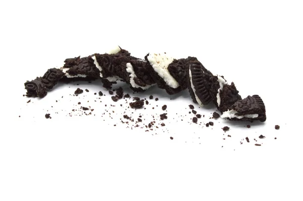 Oreo Biscuits Crumbs Isolated White Background Chocolate Sandwich ...