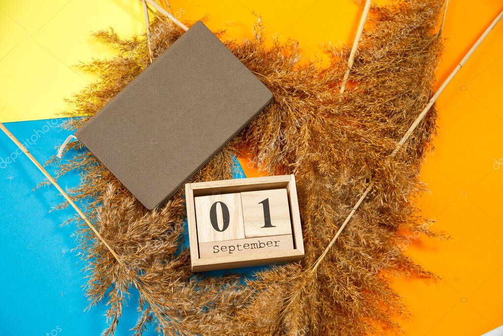 Calendario de cubos de madera con números y meses. Bloc de notas con ...