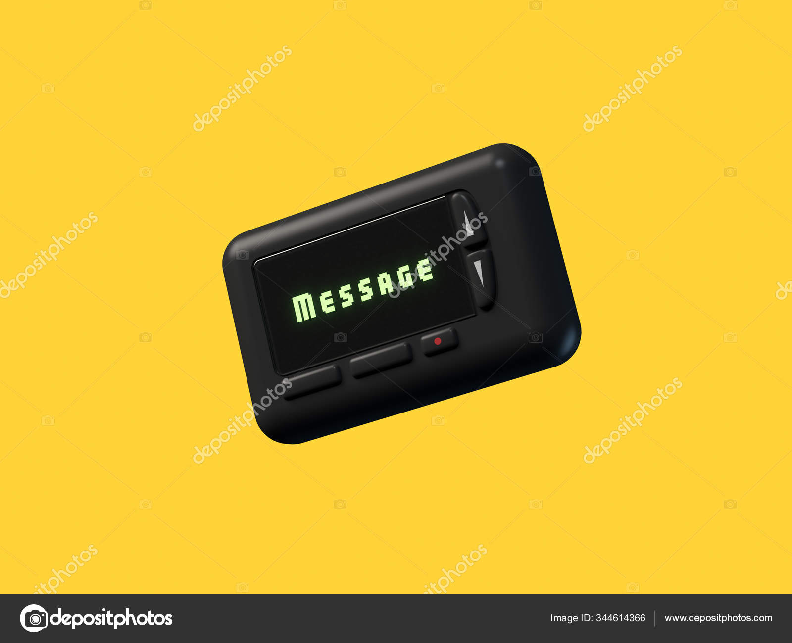 Black Mobile Pager Old Technology Yellow Background — Stock Photo ...