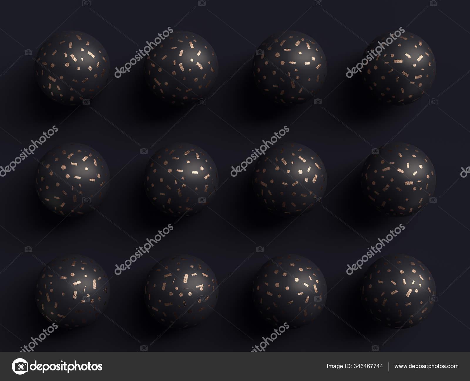 Black Background Copper Shape Abstract Rendering Pattern Stock Photo by ...