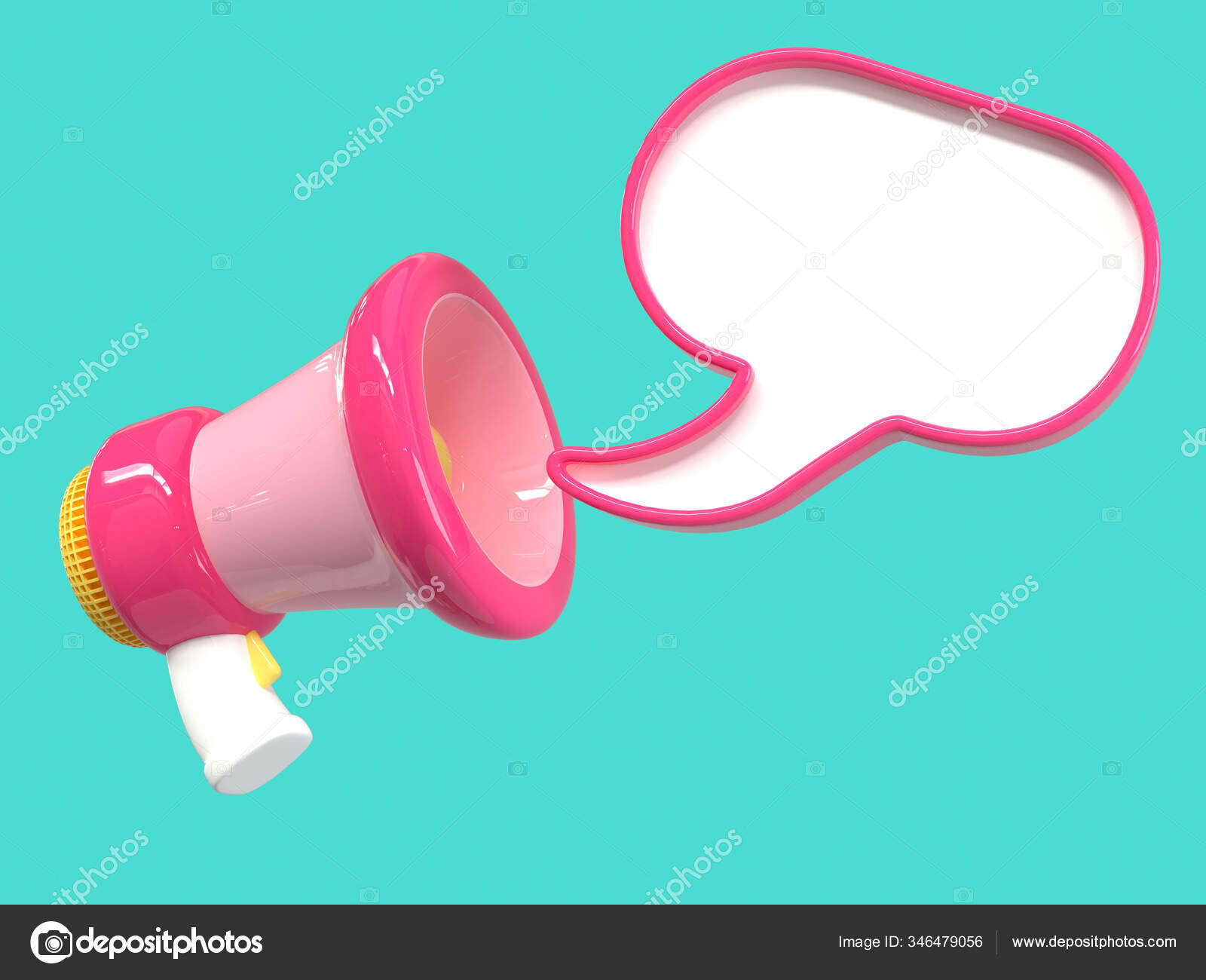 Megáfono Rosa Megáfono Dibujos Animados Estilo Verde Fondo Render ...