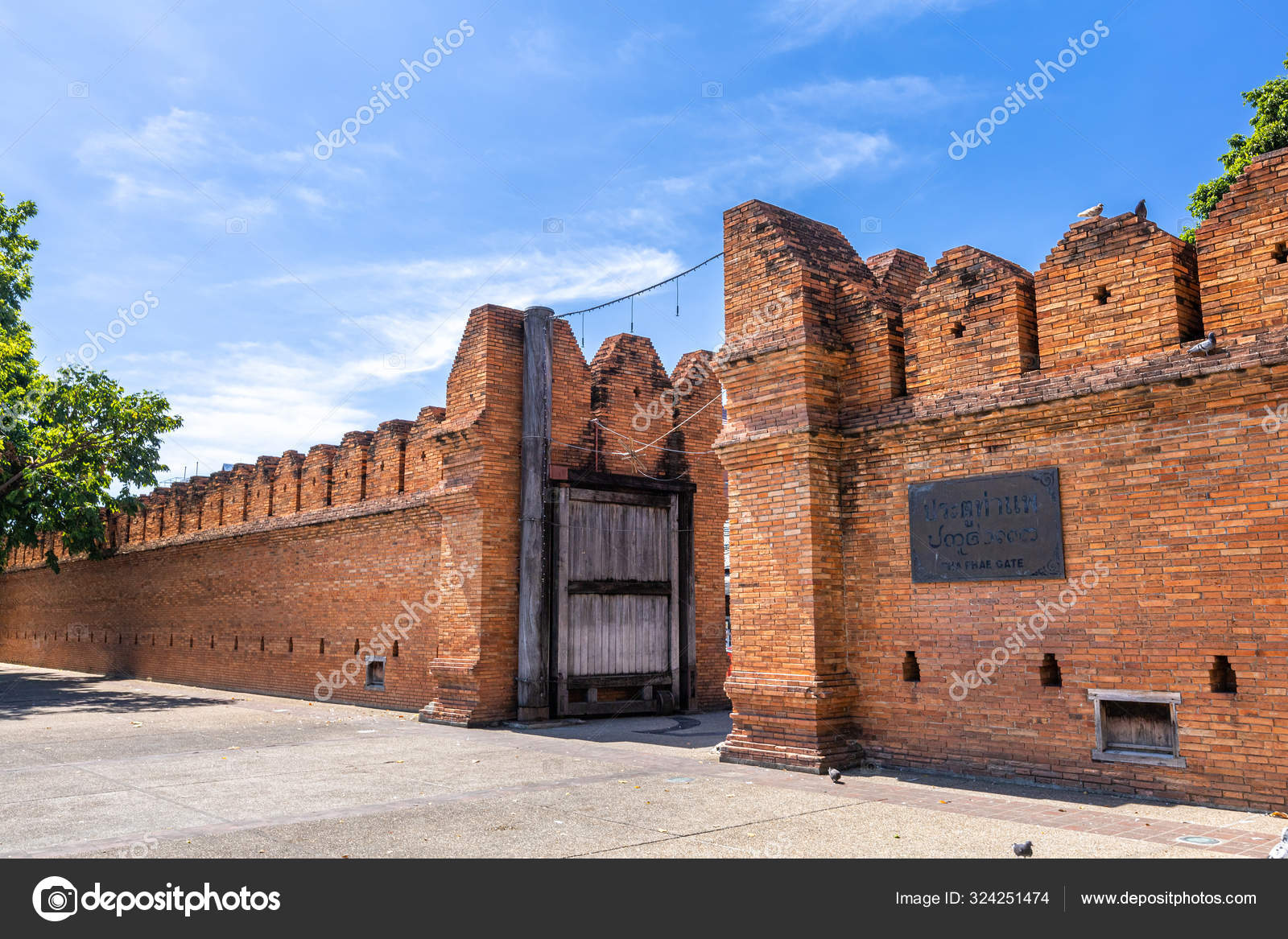 Tha Phae Gate Chiang Mai old city ancient wall and moat in Chian ...