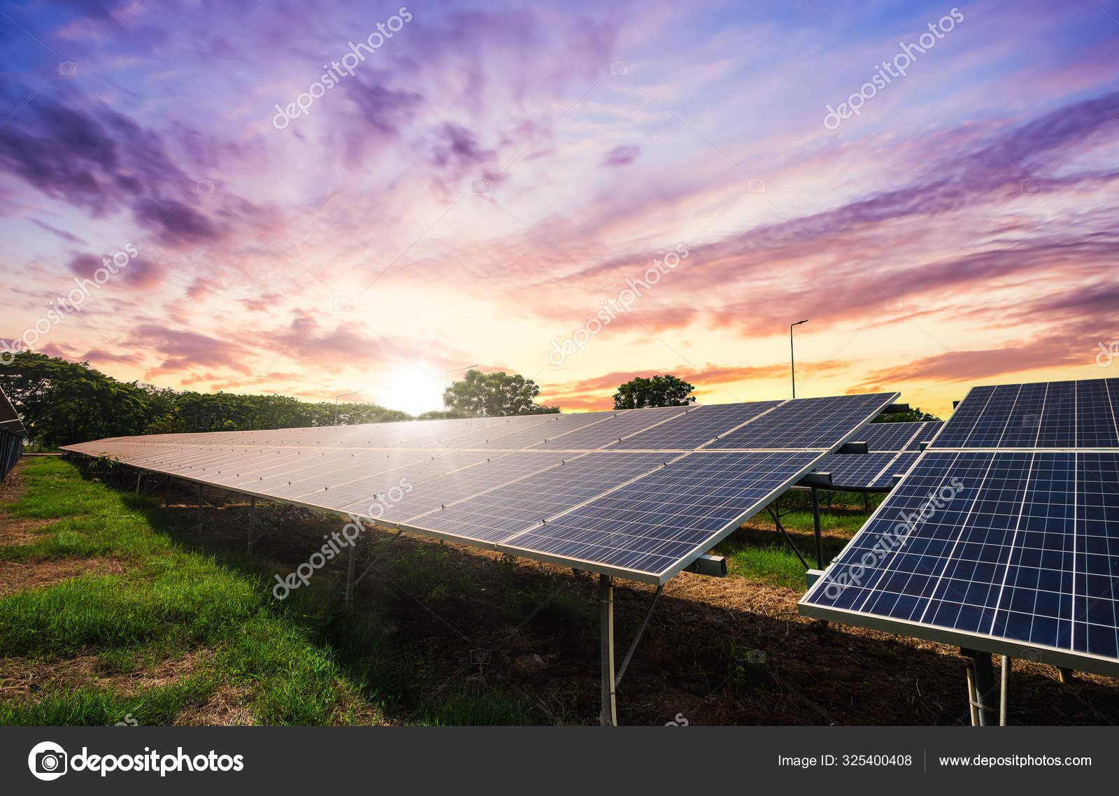 Solar panel cell on dramatic sunset sky background,clean Alterna Stock ...