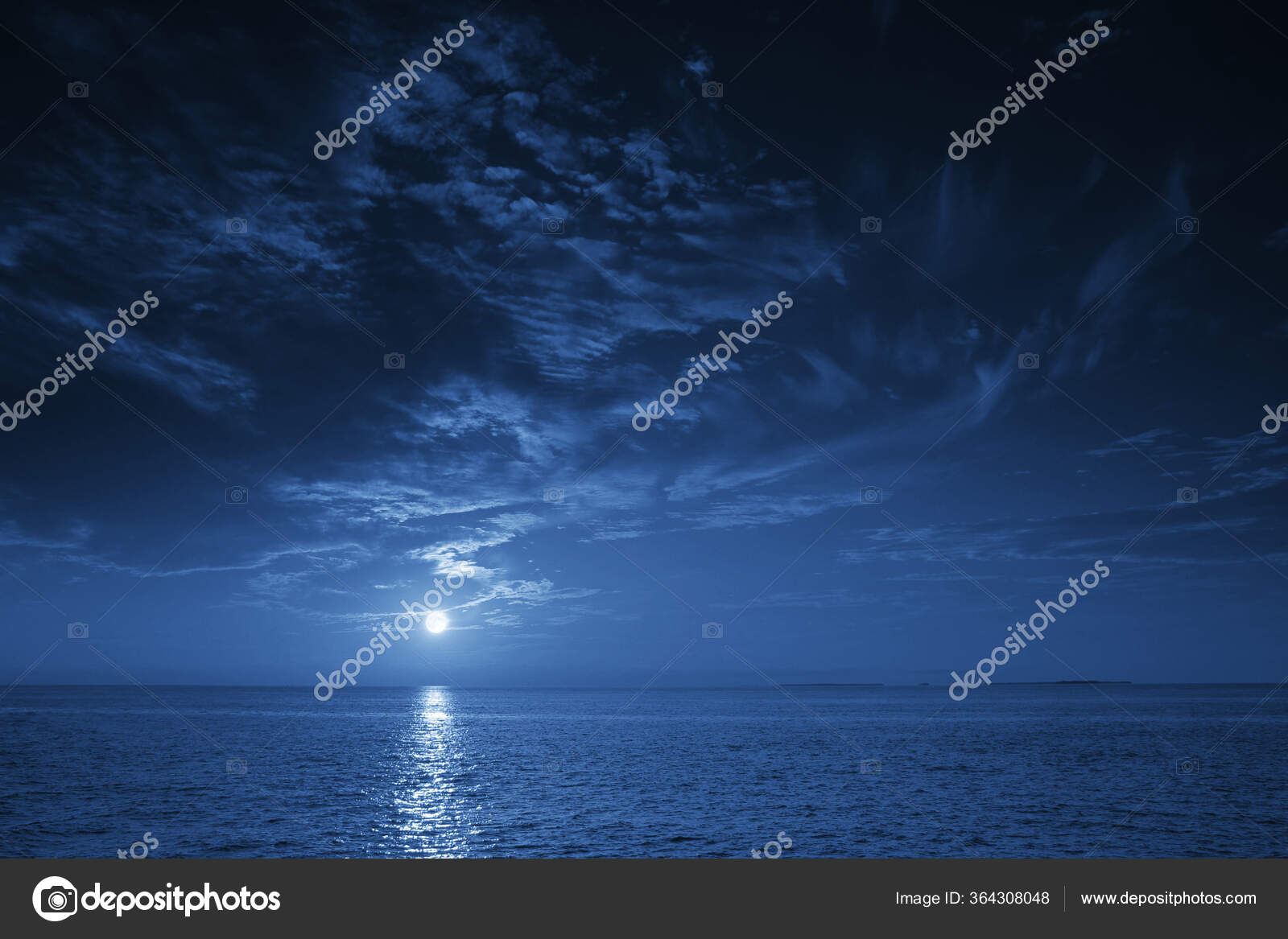 Dark Blue Ocean At Night