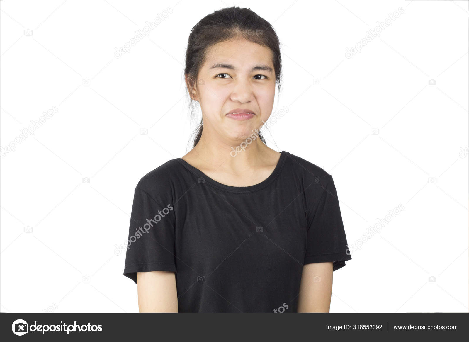 Woman Look Something Feel Afraid Disdain — Stock Photo © horsoftacc ...