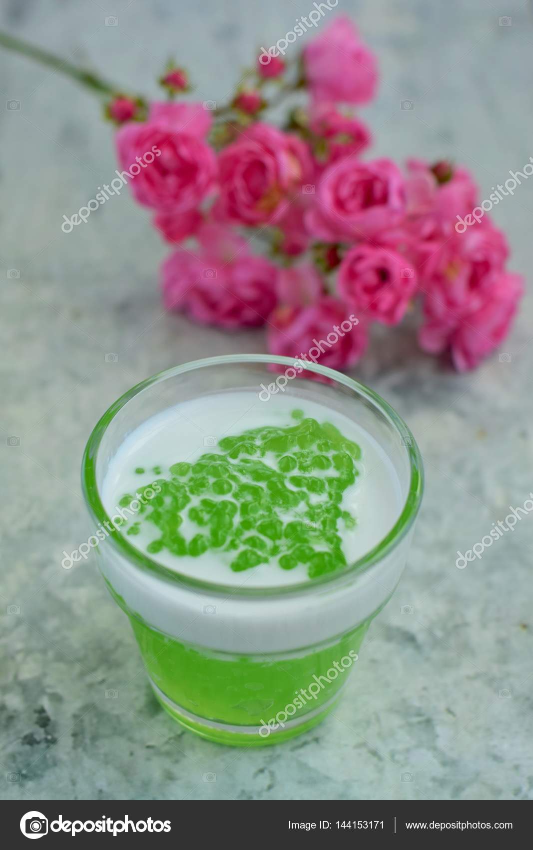 Pandan tapioca pearls with coconut milk Stock Photo by ©widyastuti ...