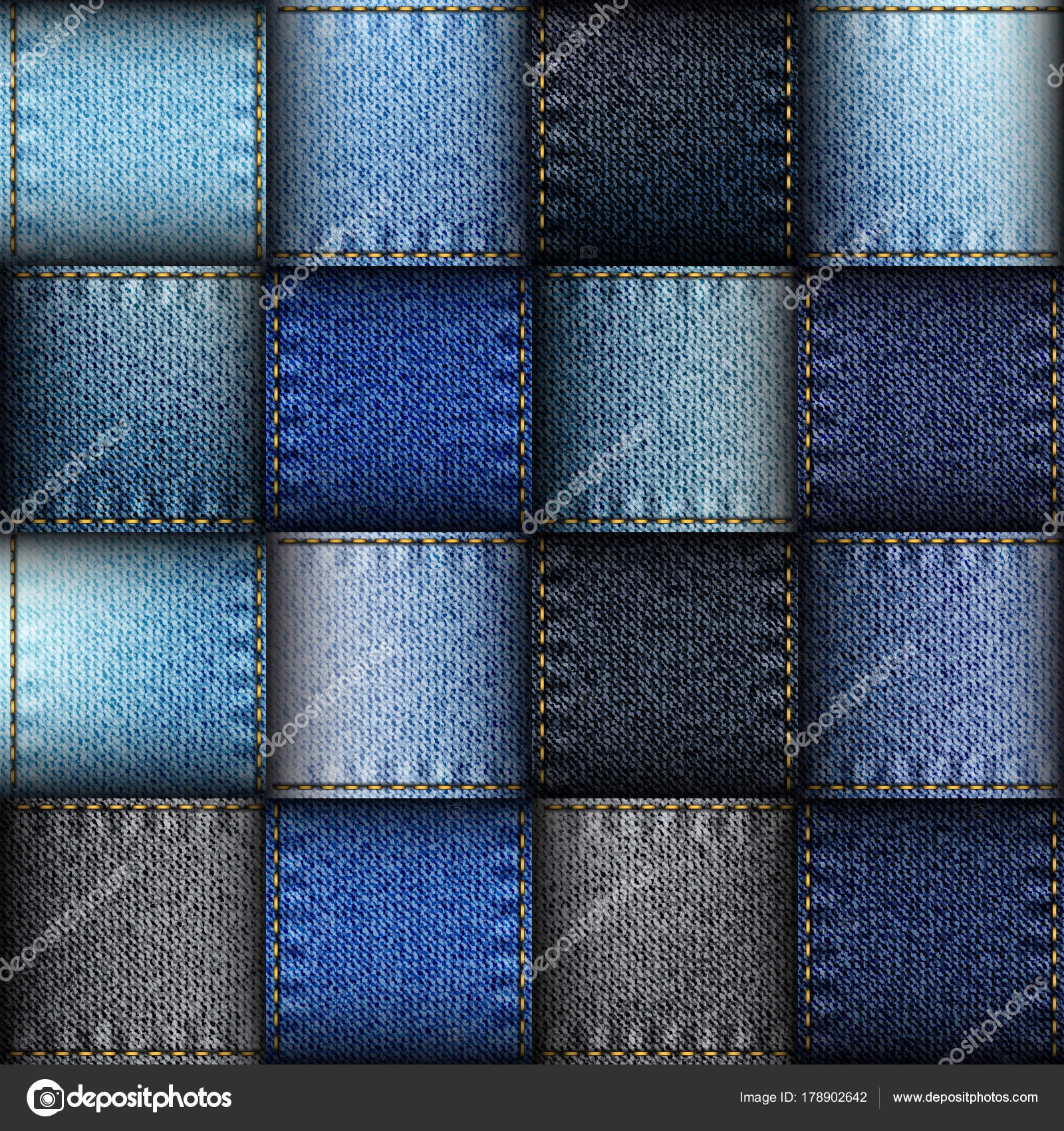 Jeans patchwork background. Stock Vector by ©kastanka 178902642